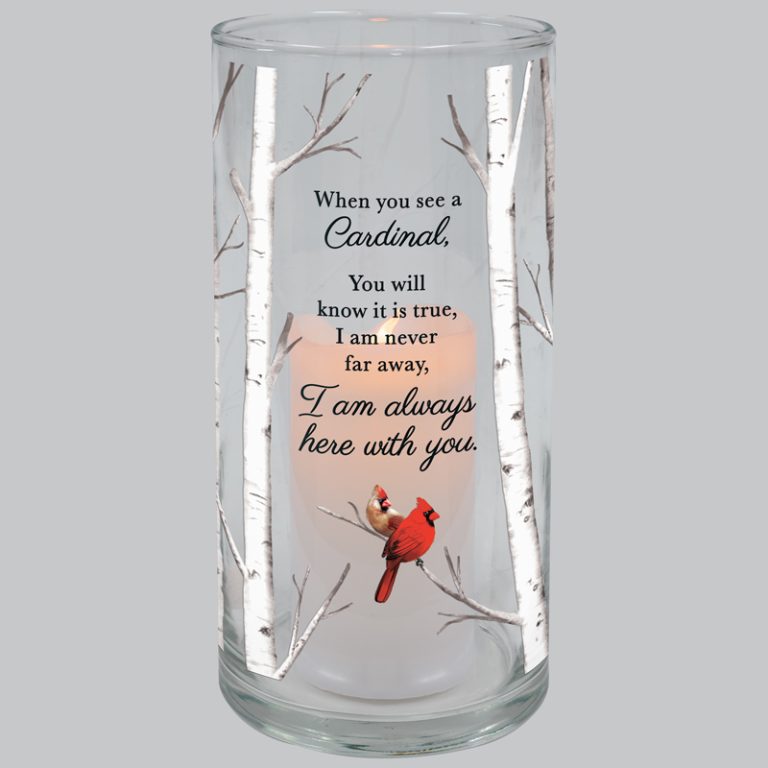 Condolence Glass Hurricane - Cardinal – The Remembrance Center