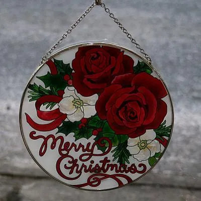Art Glass - Merry Christmas - Roses - Suncatcher – The Remembrance Center