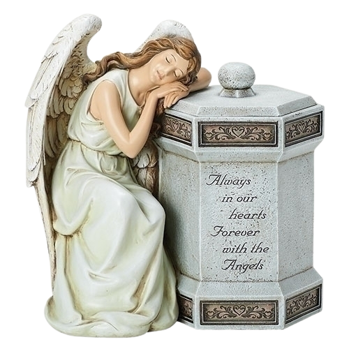 Memorial Angel Figurine - Keepsake Box - "Always in our hearts..." - S ...