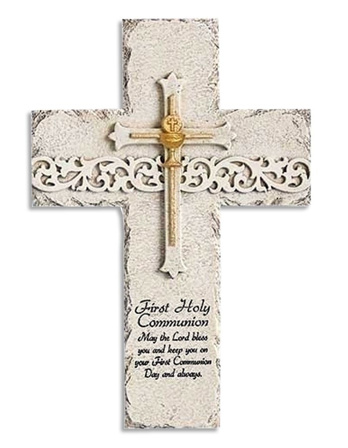 Cross - First Communion - Wall-Mounted - Stone/Resin Mix - 9.25" – The ...