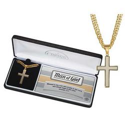 Necklace-Gold Tone "Man of God" Cross – The Remembrance Center